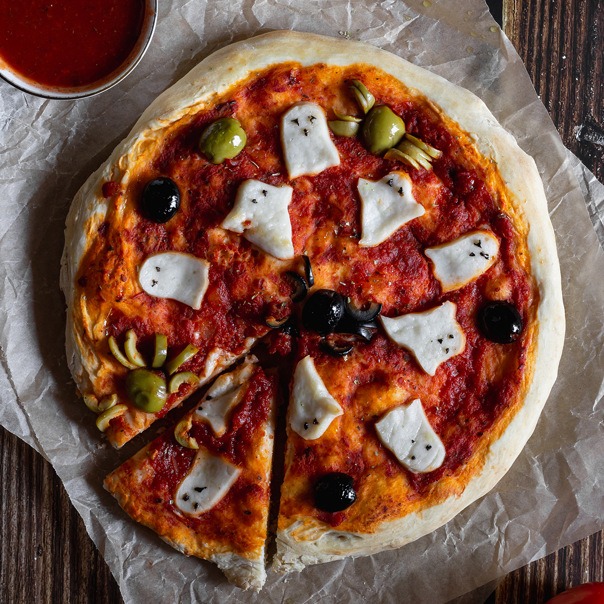 Spooky Pizza with Ghosts (vegan) — The Simple Sprinkle